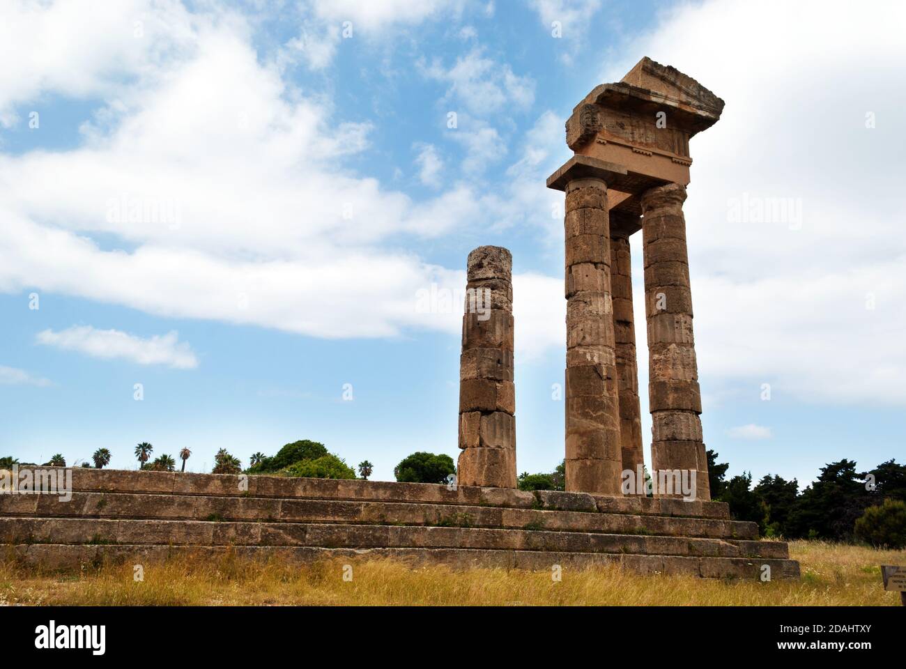 columns of the Temple of Apollo. Ruins of the upper acropolis in Rhodes ...
