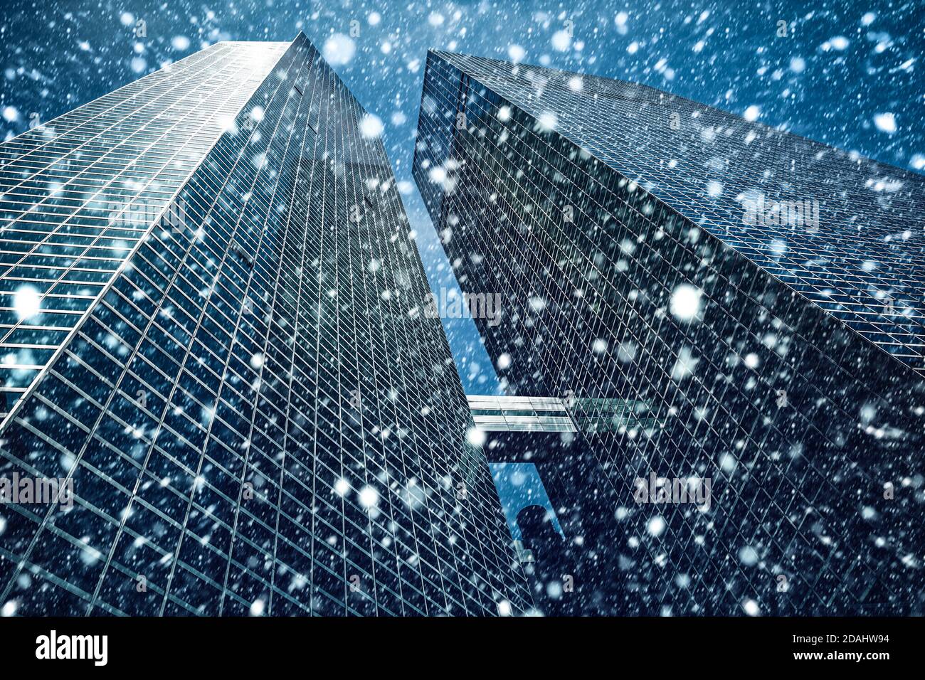 New York City. Winter concept. Falling snow in NYC. Winter Manhattan in ...