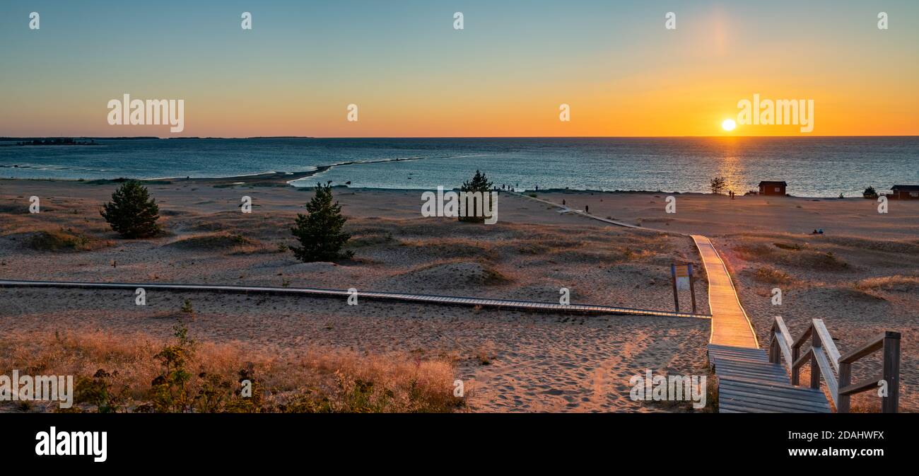 Beaches and dunes of Hiekkäsärki beach in Kalajoki, Finland, during ...