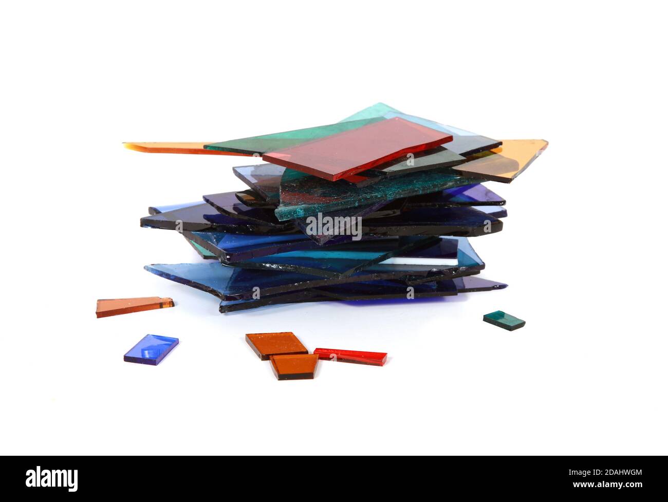 Glass shards isolated on a white background Stock Photo - Alamy