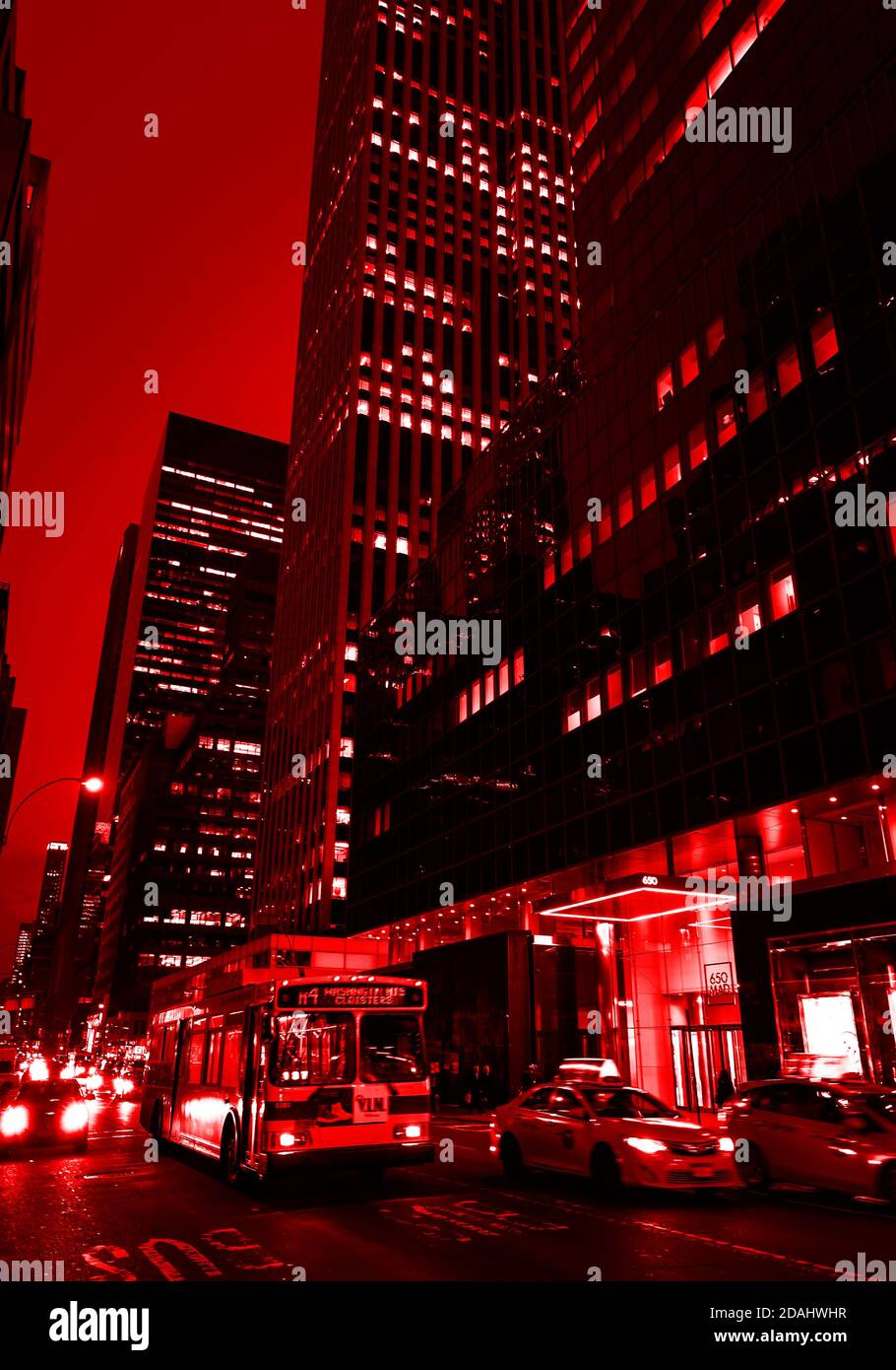 NEW YORK, USA - May 03, 2016: New York City streets at night in dark ...
