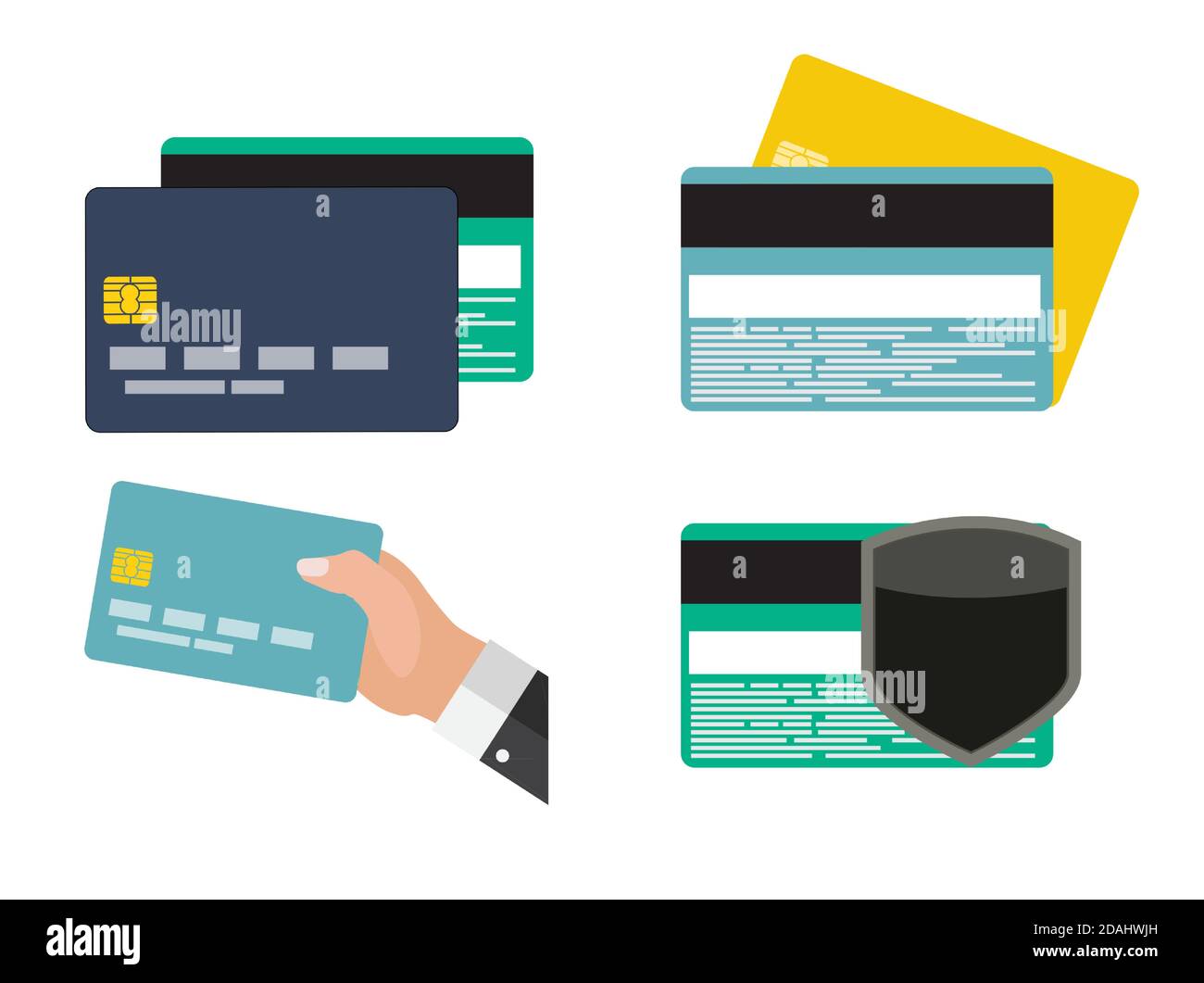 Credit Card Flat Simple Icon Collection. Vector Illustration Stock ...