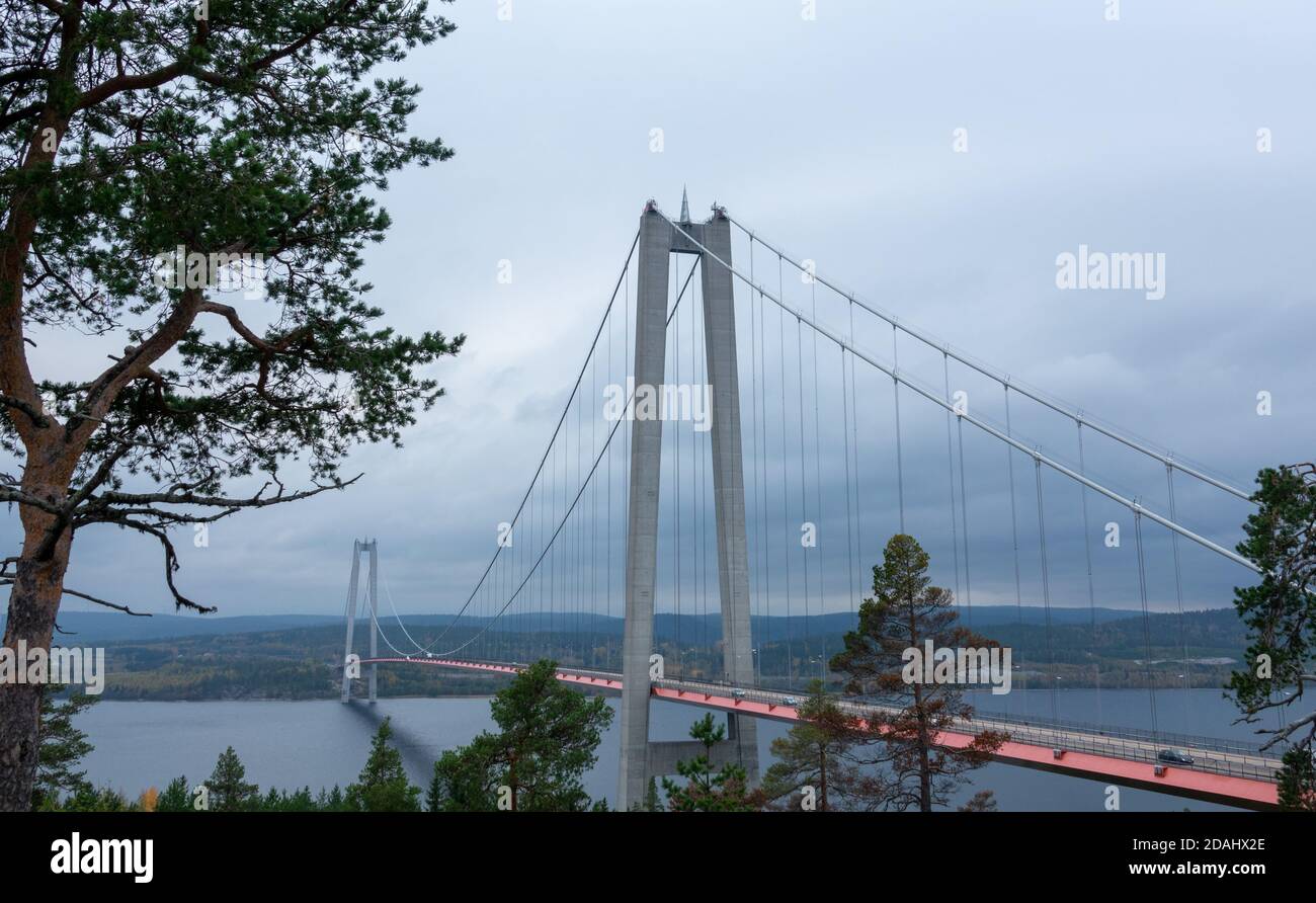 The beautiful High Coast Bridge in Sweden. It is a suspension bridge ...
