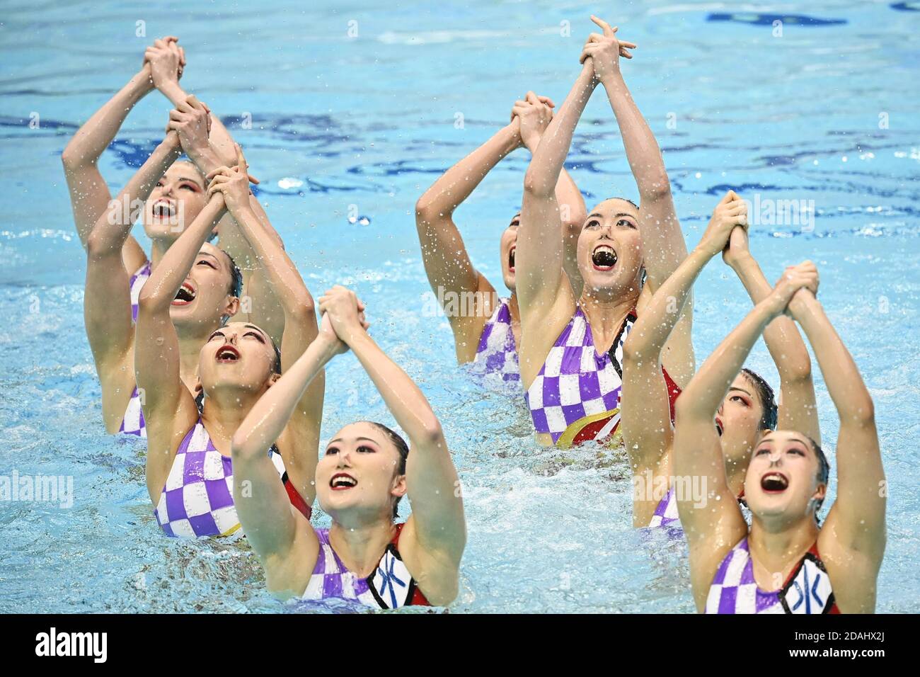 Japan's Tokyo Olympic-bound artistic swimming team performs in the team ...