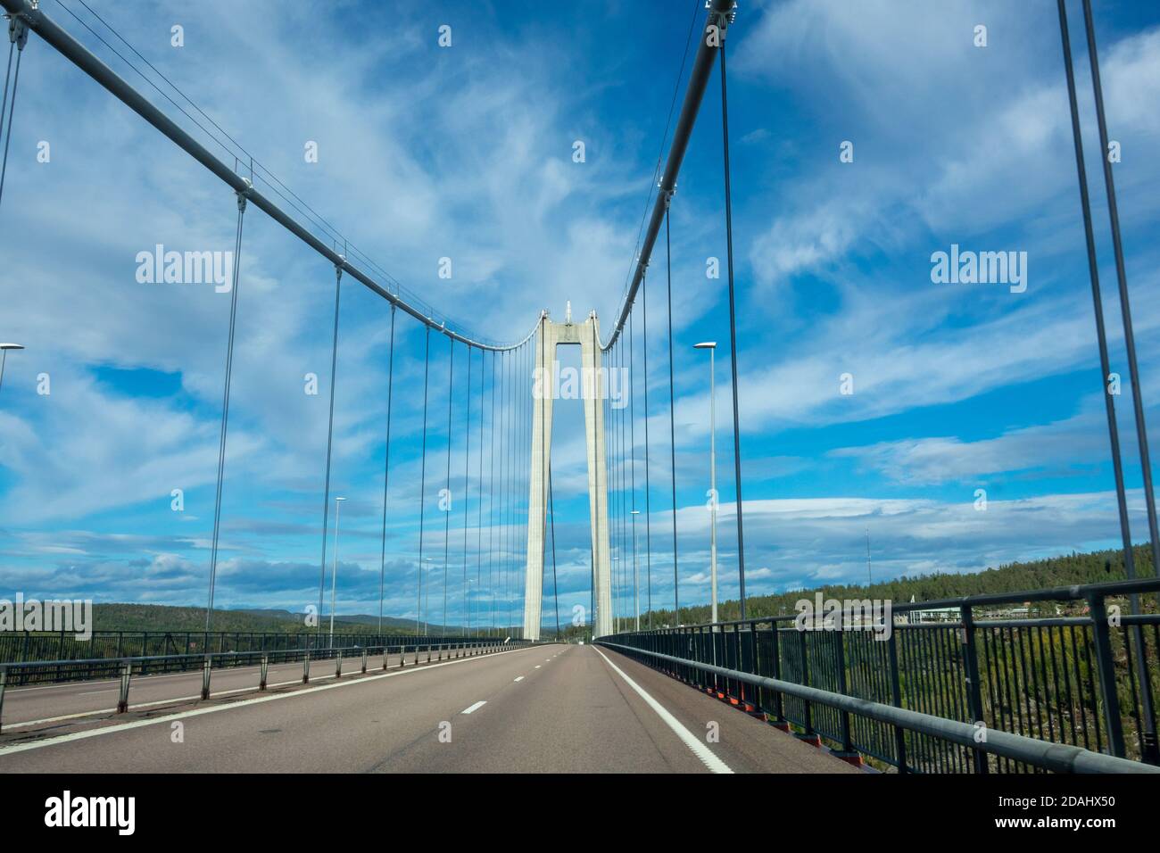 The beautiful High Coast Bridge in Sweden. It is a suspension bridge ...