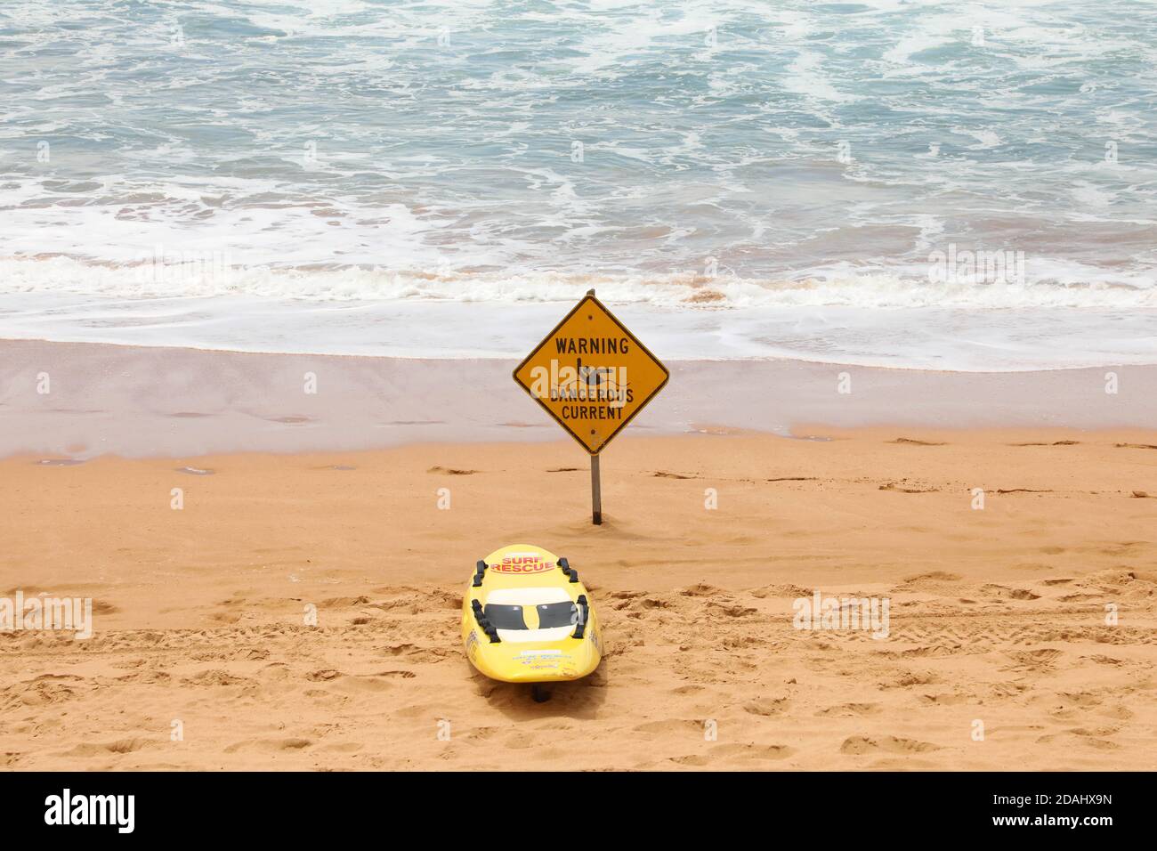 Warning dangerous current sign at Palm Beach, Sydney, NSW, Australia ...
