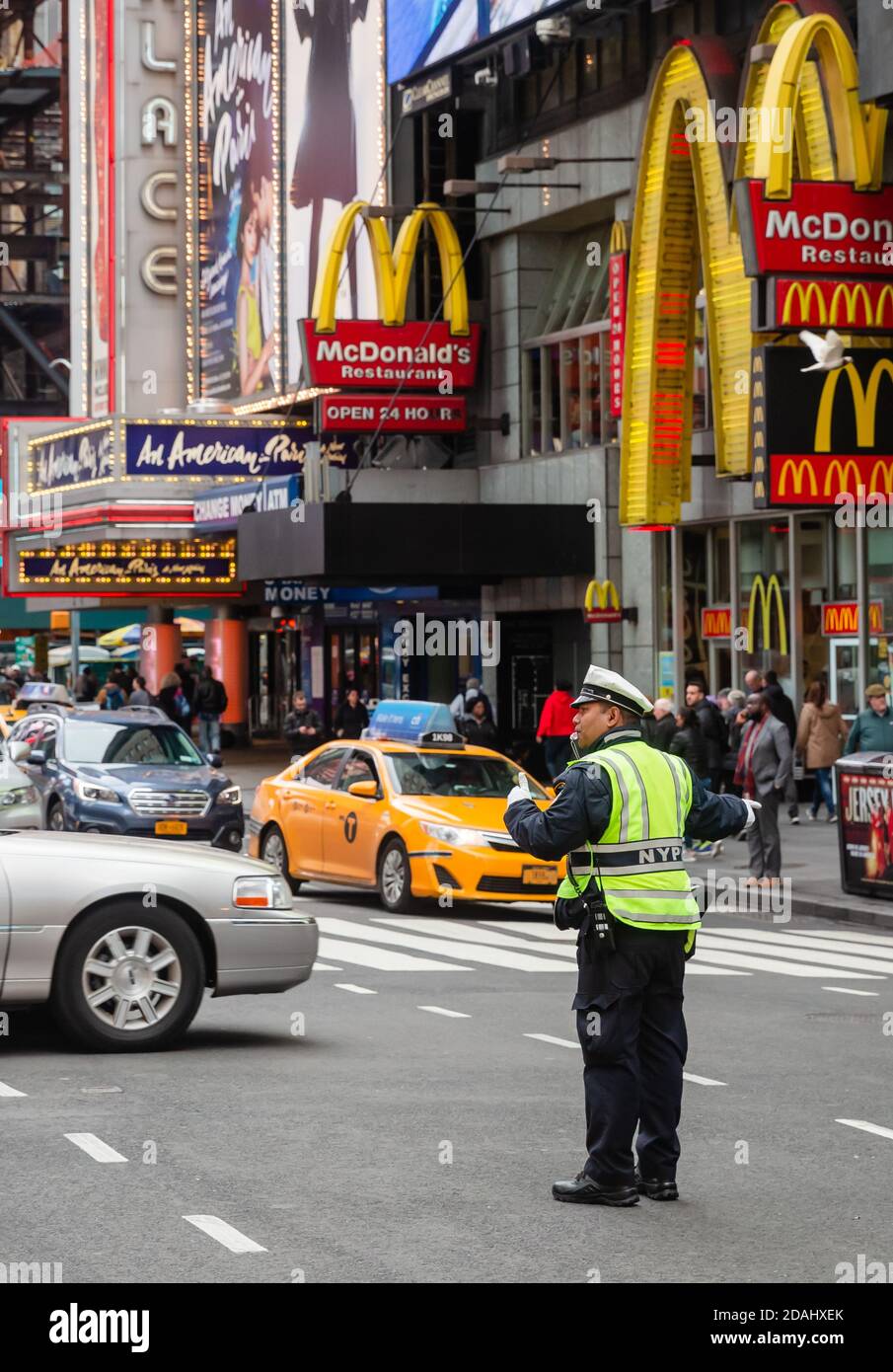 NEW YORK, USA - May 03, 2016: Police officer performing his duties on ...