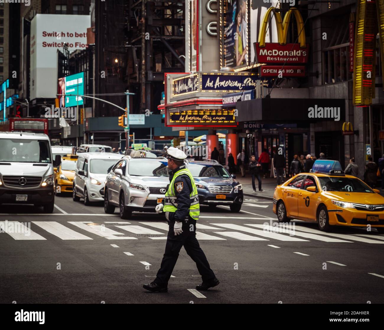 NEW YORK, USA - May 03, 2016: Police officer performing his duties on ...