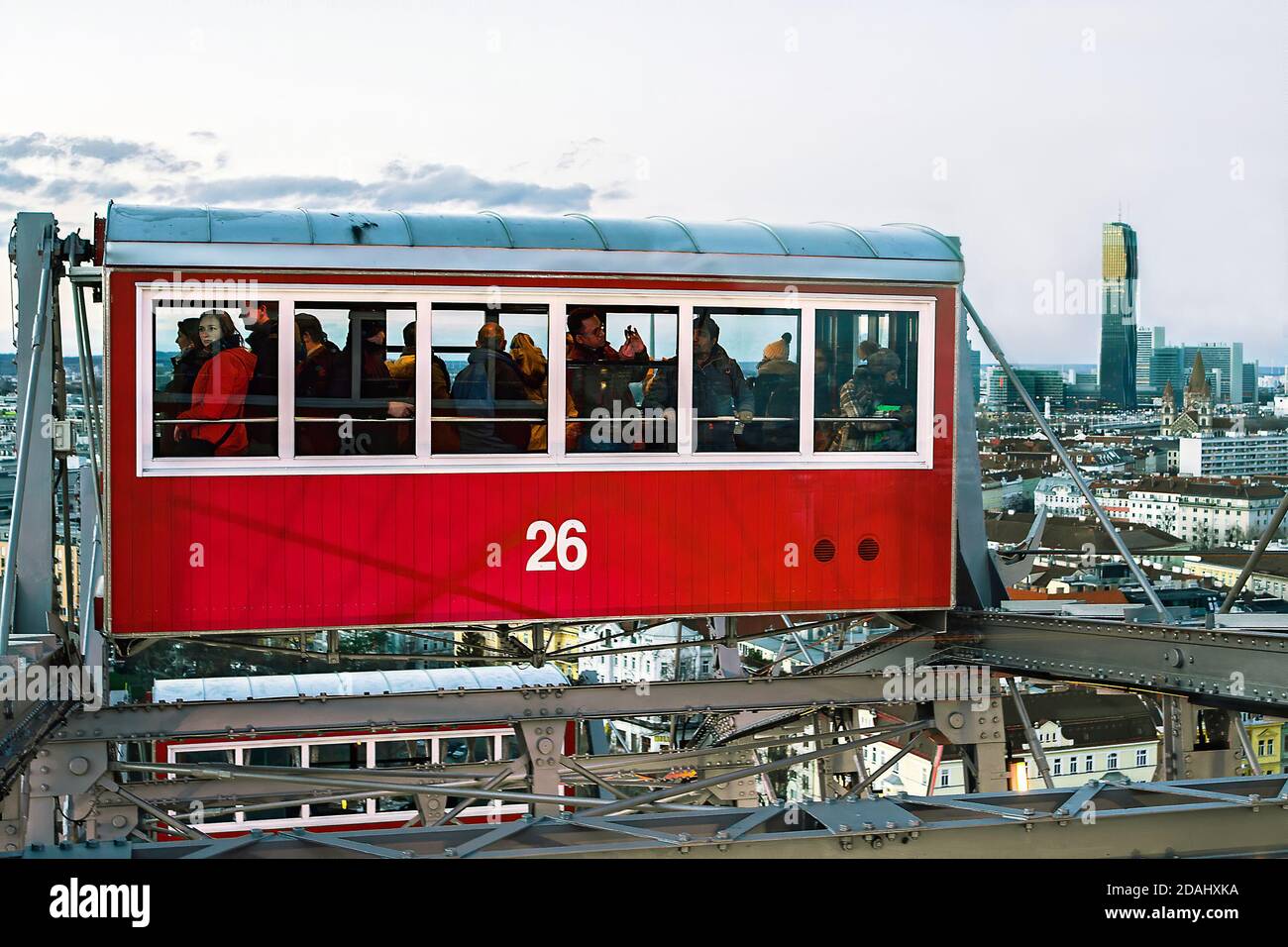 Wien, Osterreich - 28 MARCH 2018: Scenic view of ferris wheel cabin ...
