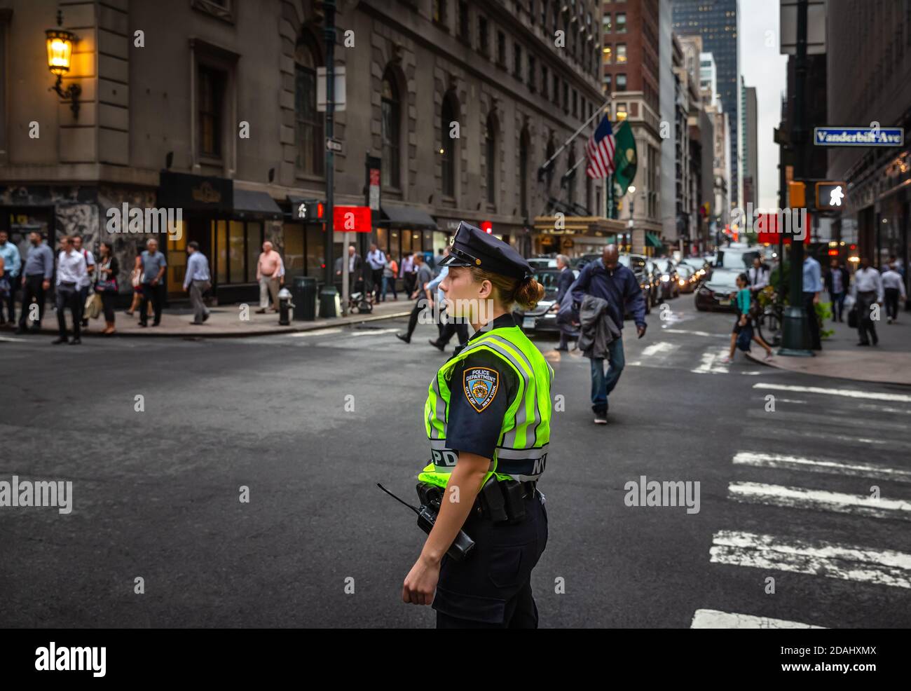 NEW YORK, USA - Sep 20, 2016: Police officers performing his duties on ...