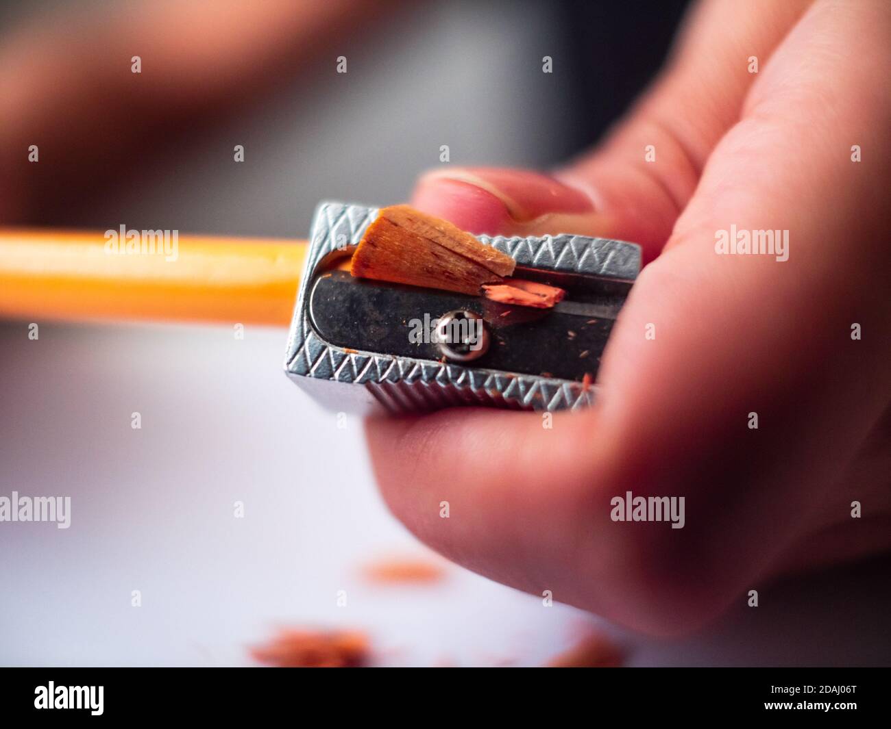 Woman Hands Tail a Yellow Pencil Stock Photo - Alamy