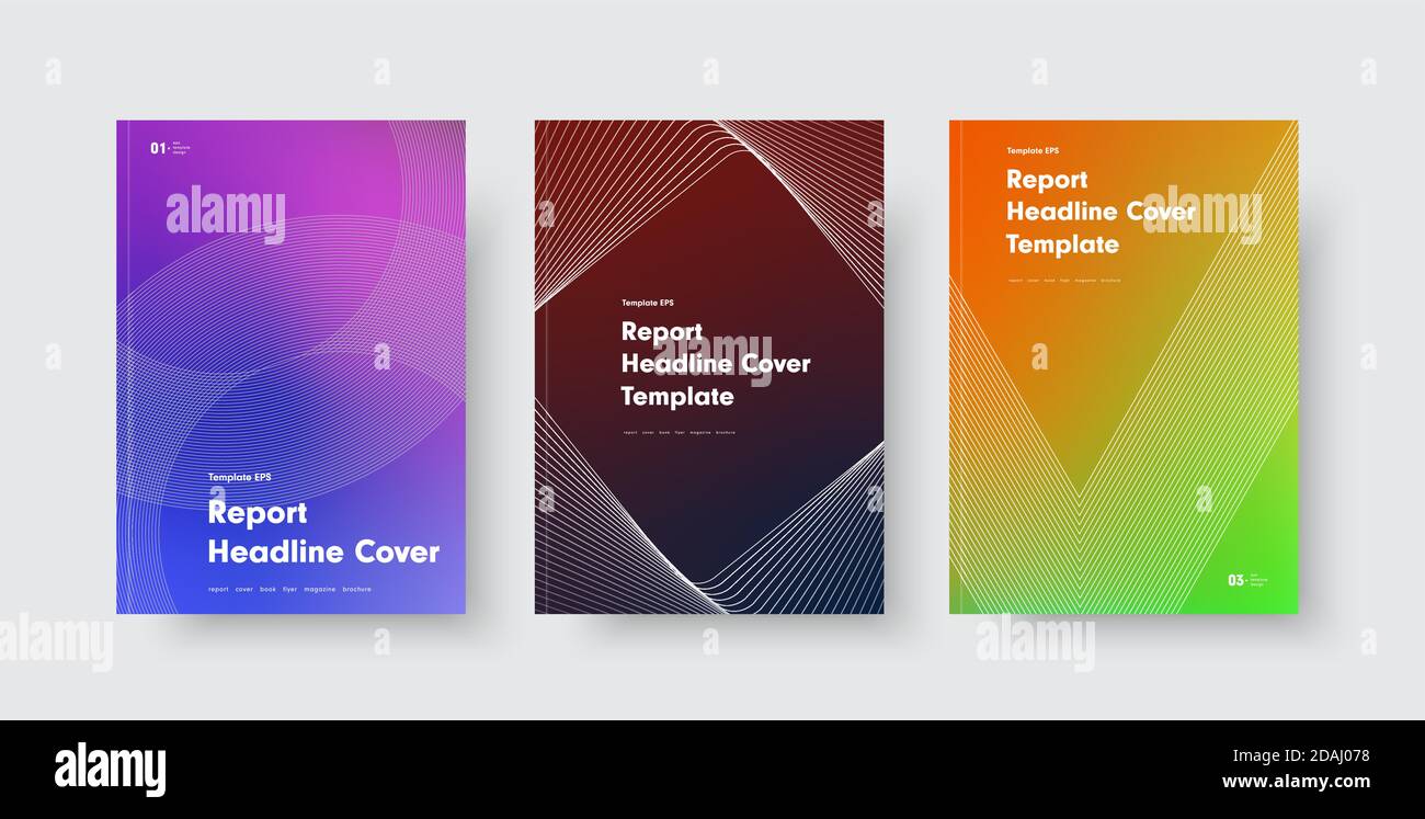 Design of modern vector covers with color gradients and abstract lines ...