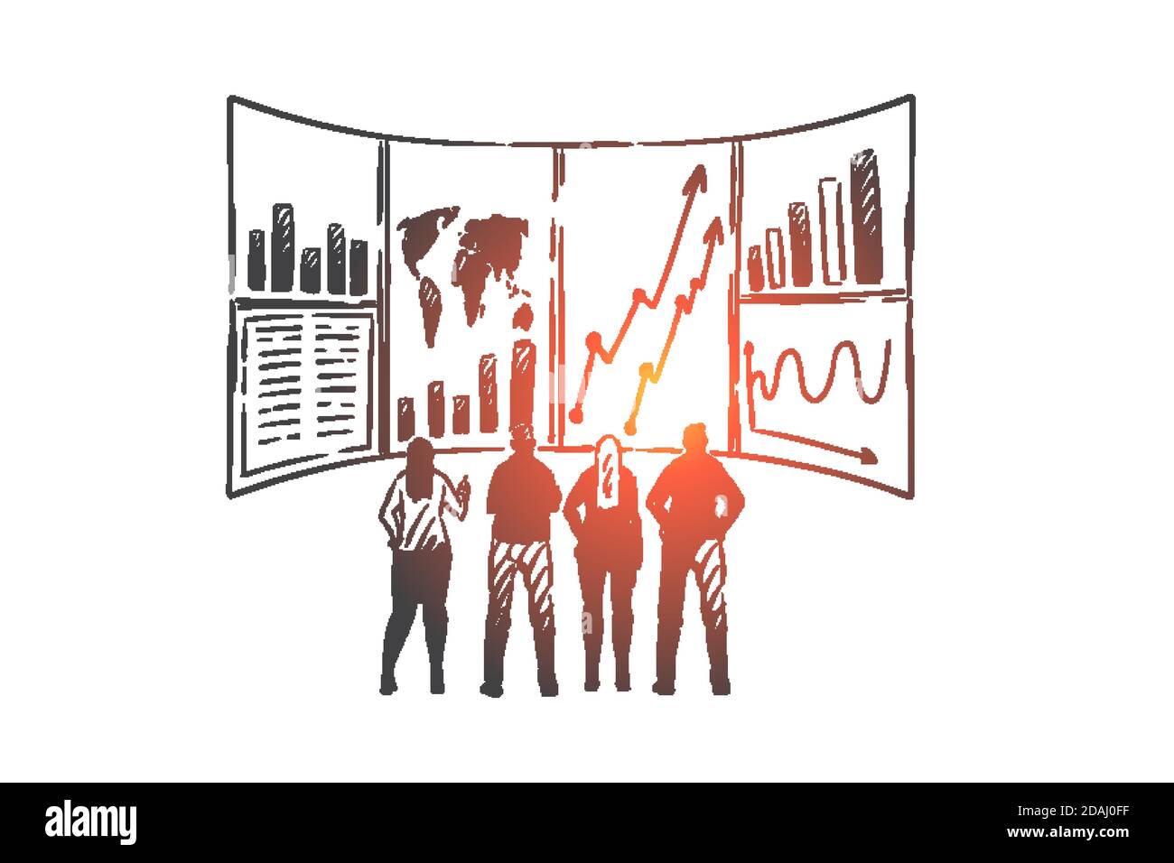 Customer, relationship, management, CRM and teamwork concept sketch ...