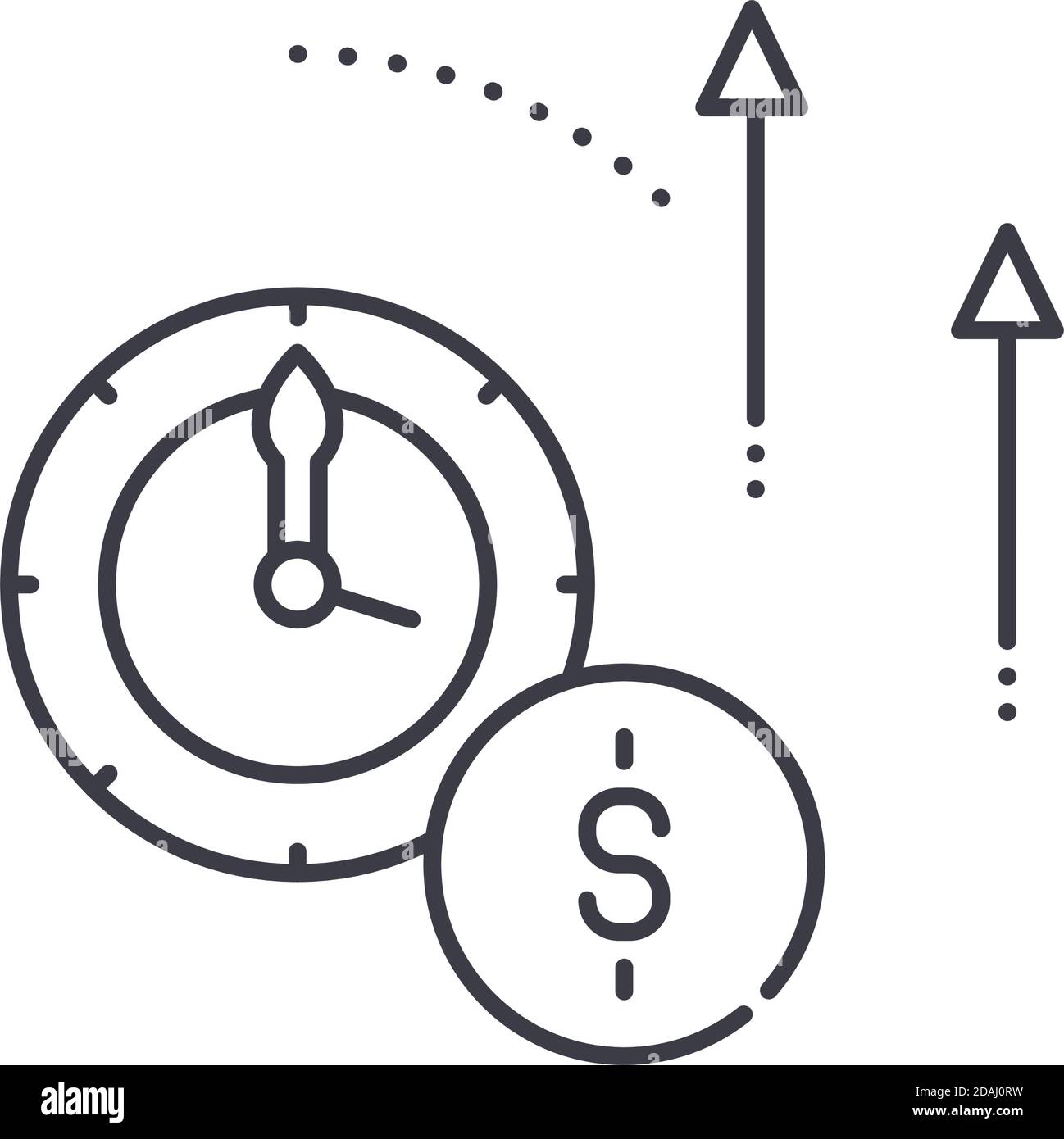 Business performance icon, linear isolated illustration, thin line ...