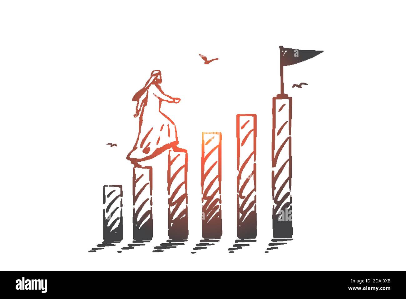 Success, leadership concept sketch concept sketch. Hand drawn isolated ...