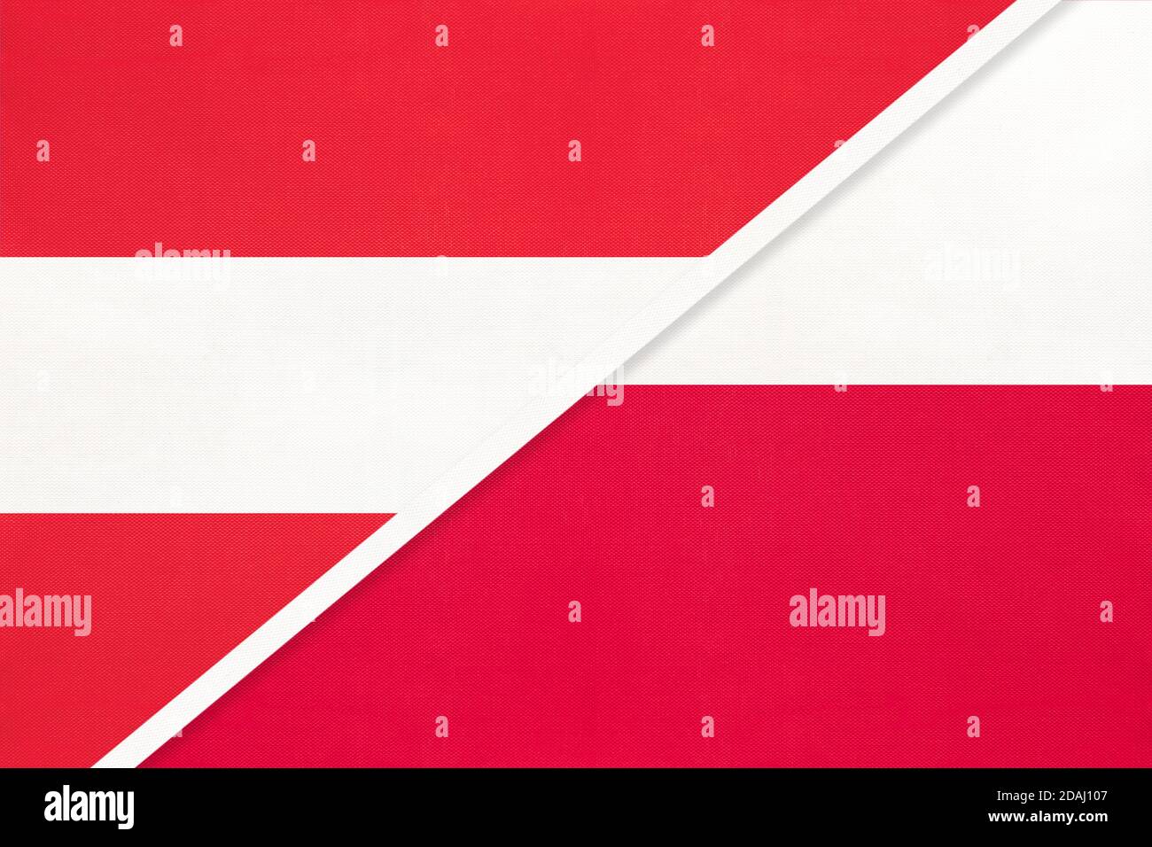 Austria and Poland, national flags from textile. Relationship ...