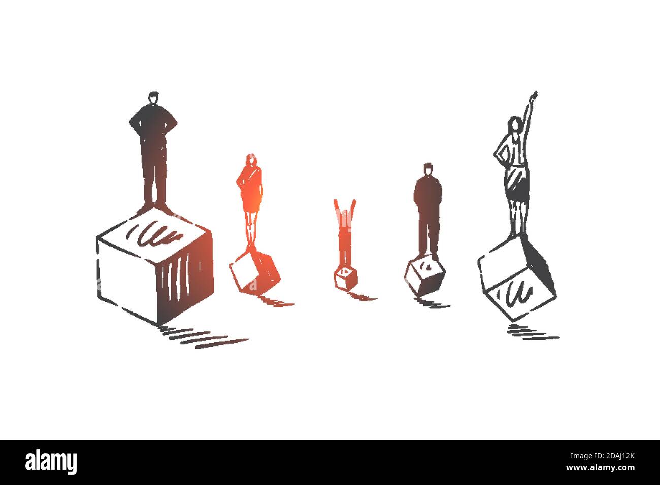 Leadership, competition, success concept sketch. Hand drawn isolated ...