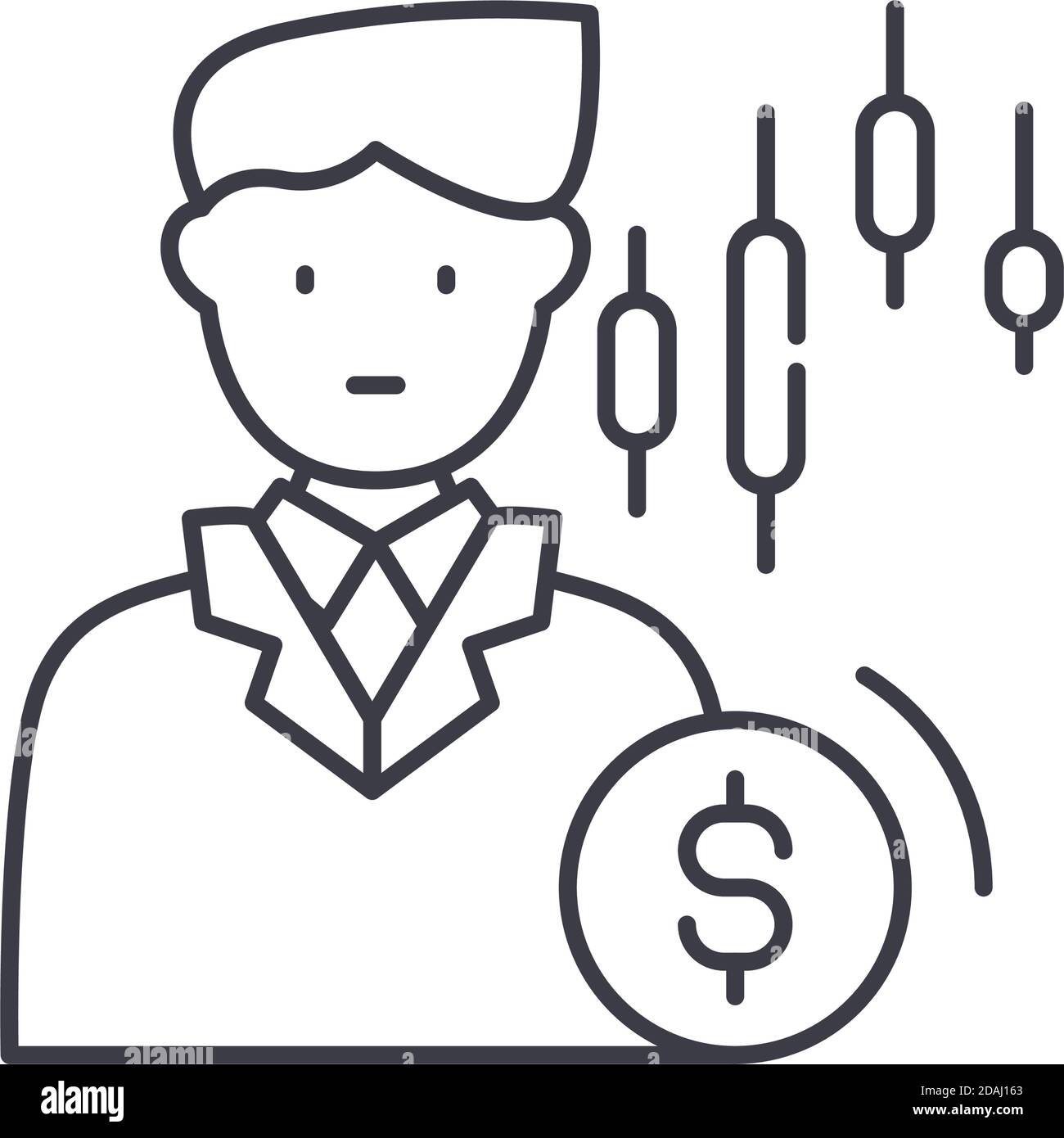 Broker icon, linear isolated illustration, thin line vector, web design ...