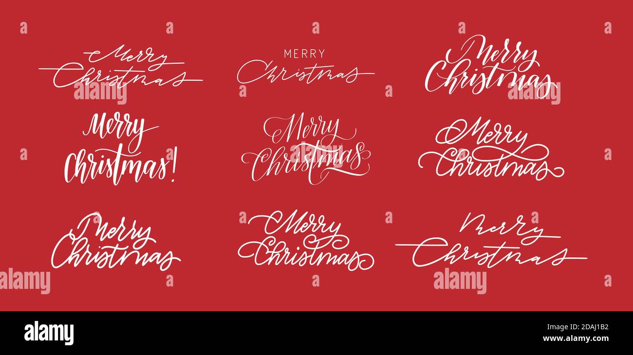 Merry Christmas Calligraphy Set Modern And Retro Stock Vector Image