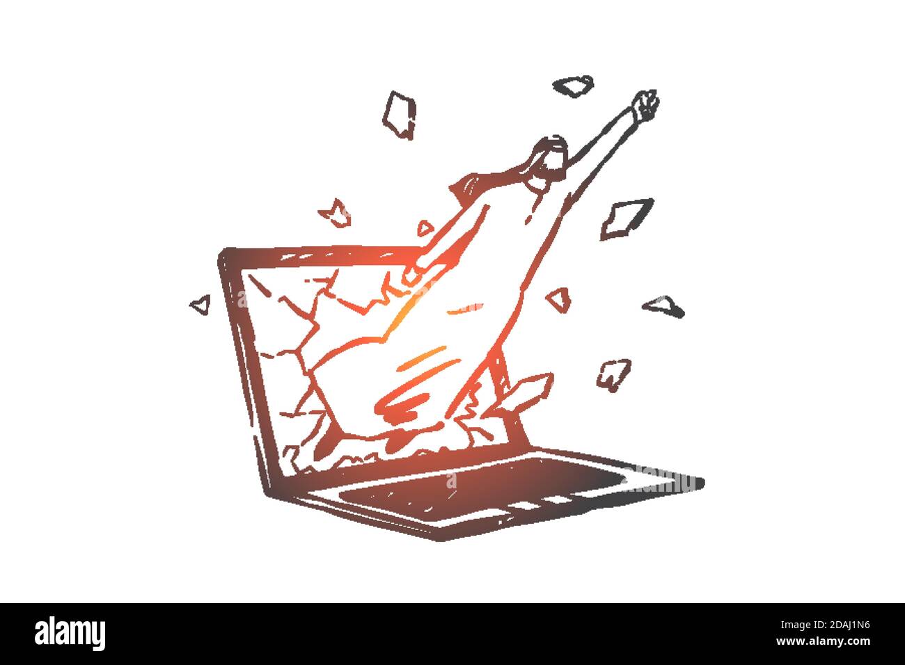 Success, leadership, champion, hero, winner concept sketch. Hand drawn ...