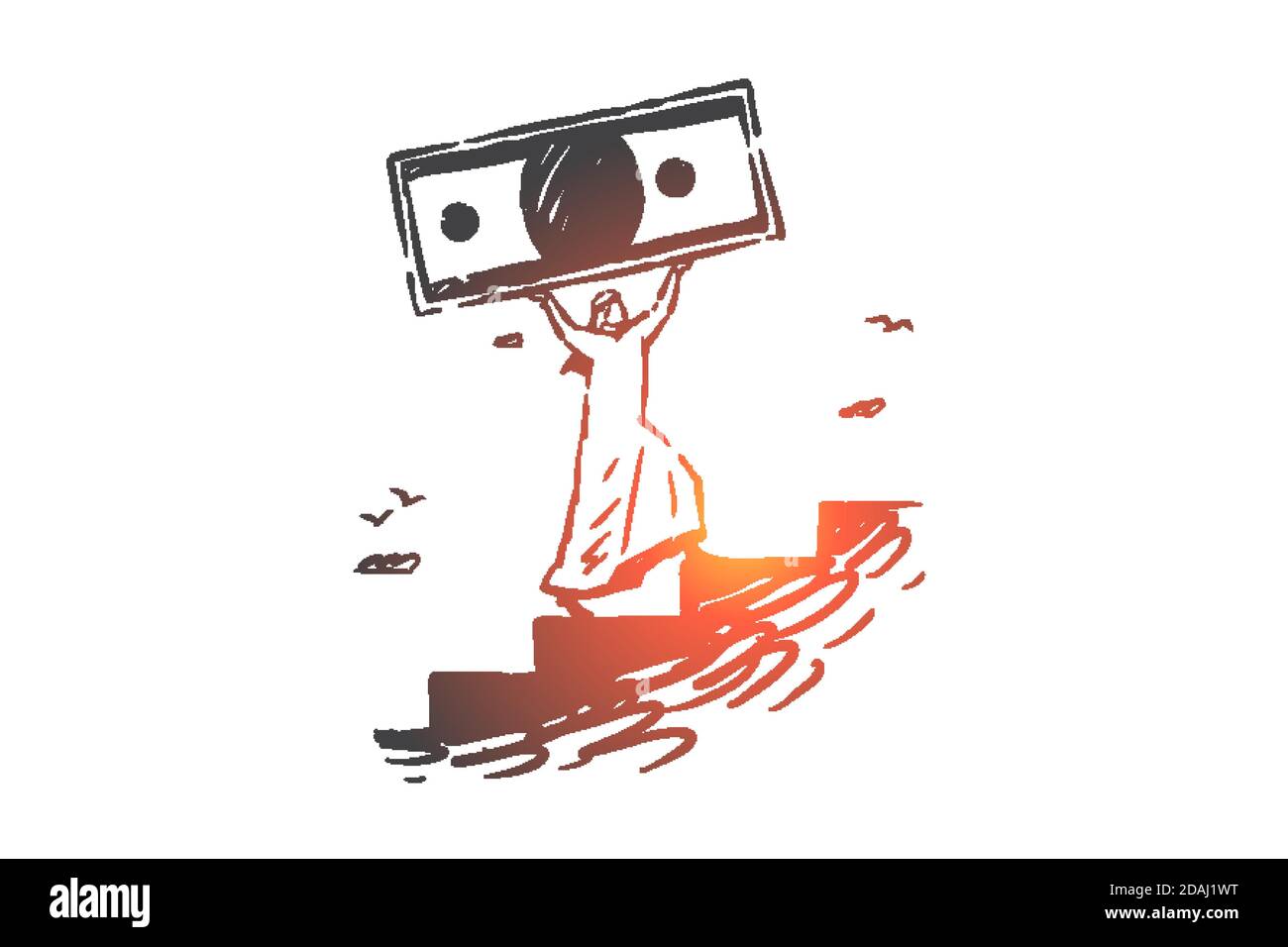 Success, leadership, champion, hero, winner concept sketch. Hand drawn ...