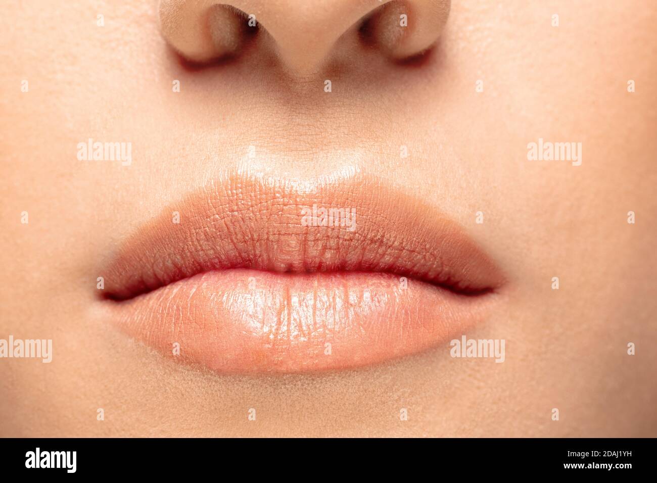 Lips. Close up portrait of beautiful jewish female model. Parts of face ...