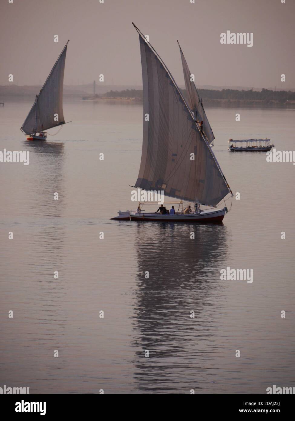 View of traditional felucca boats on the river Nile, Egypt Stock Photo ...