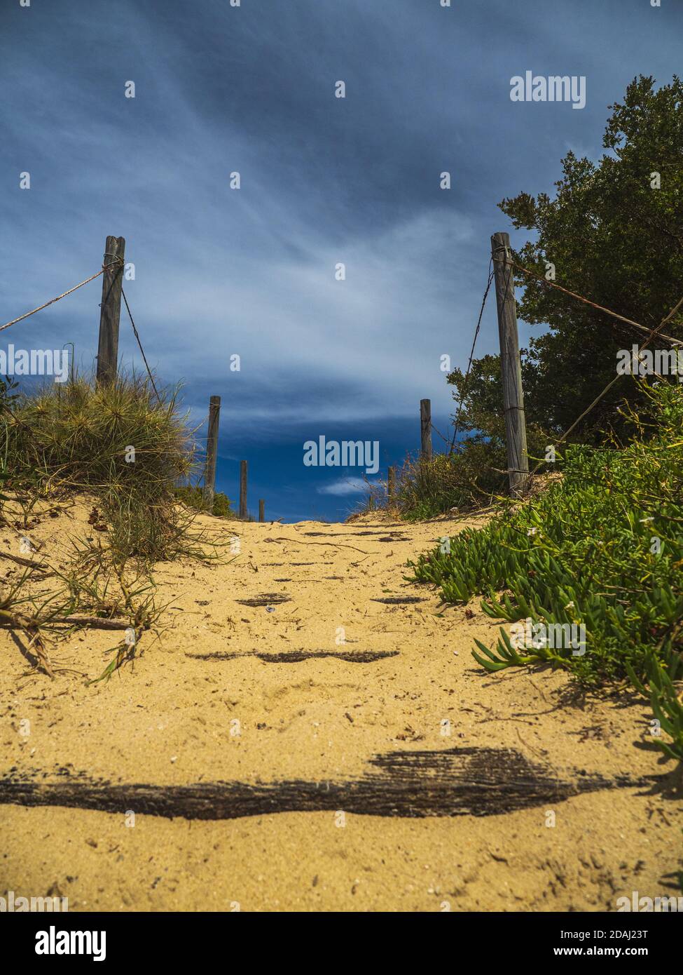 Sand path leading to the beach Stock Photo - Alamy