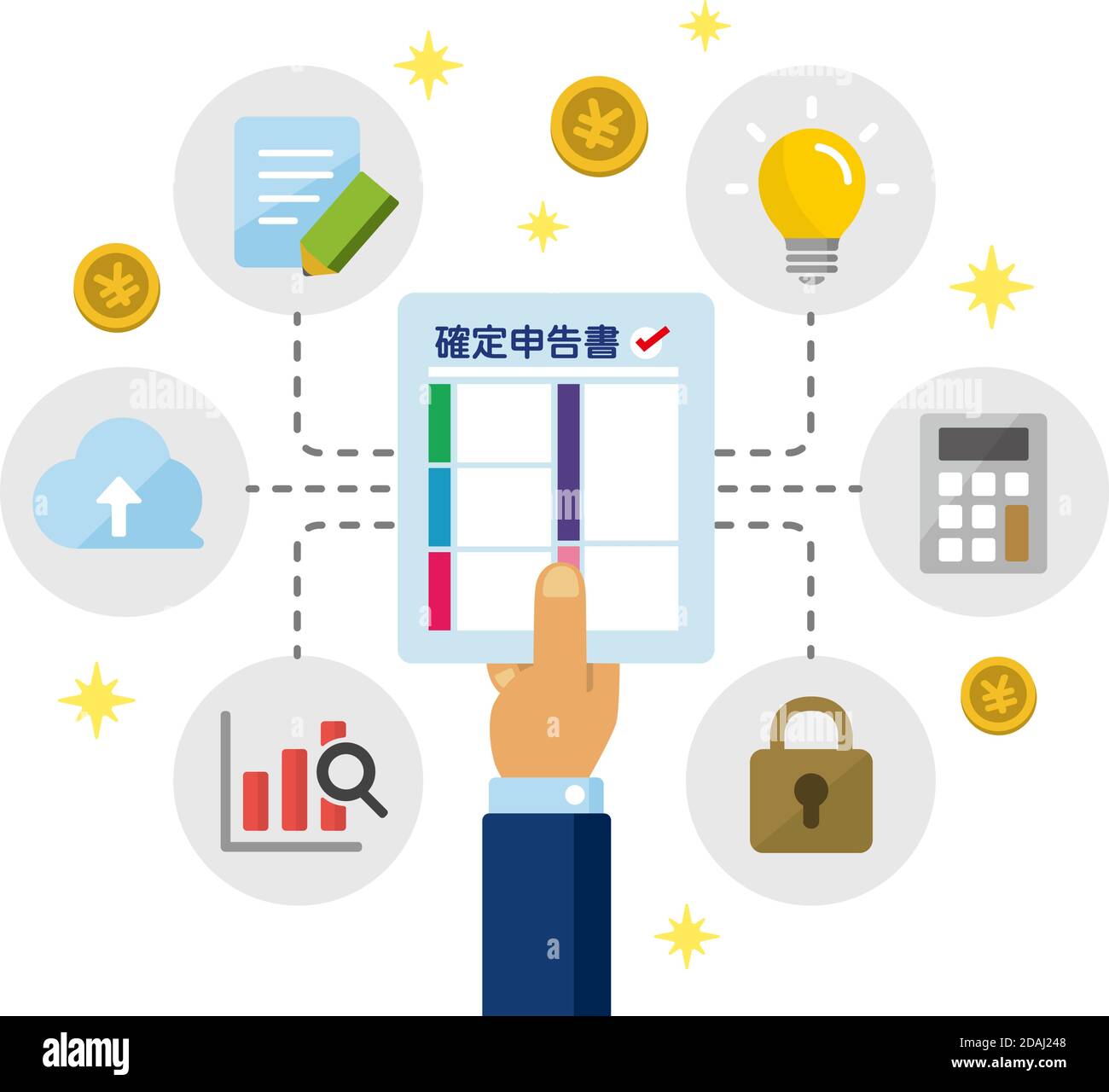 Tax return, submit tax document, tax form /cartoon banner illustration ...