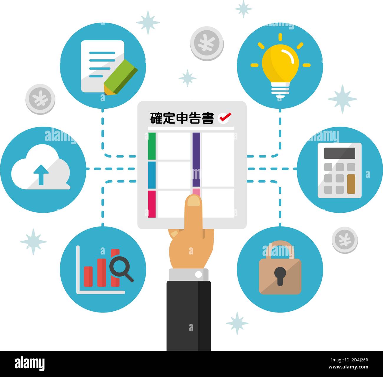 Tax return, submit tax document, tax form /cartoon banner illustration ...