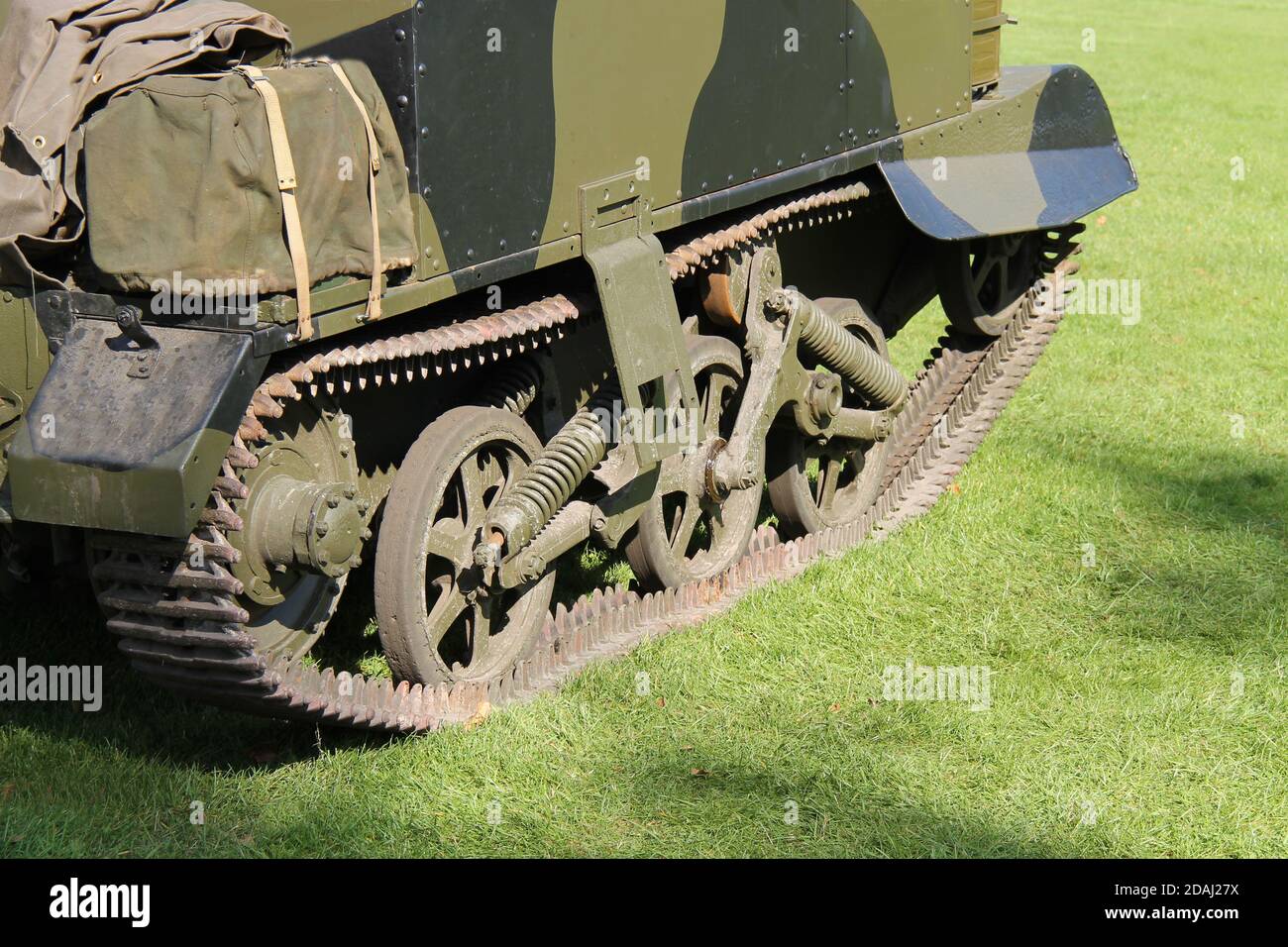 The Tracks of a Vintage Military Army Vehicle Stock Photo - Alamy