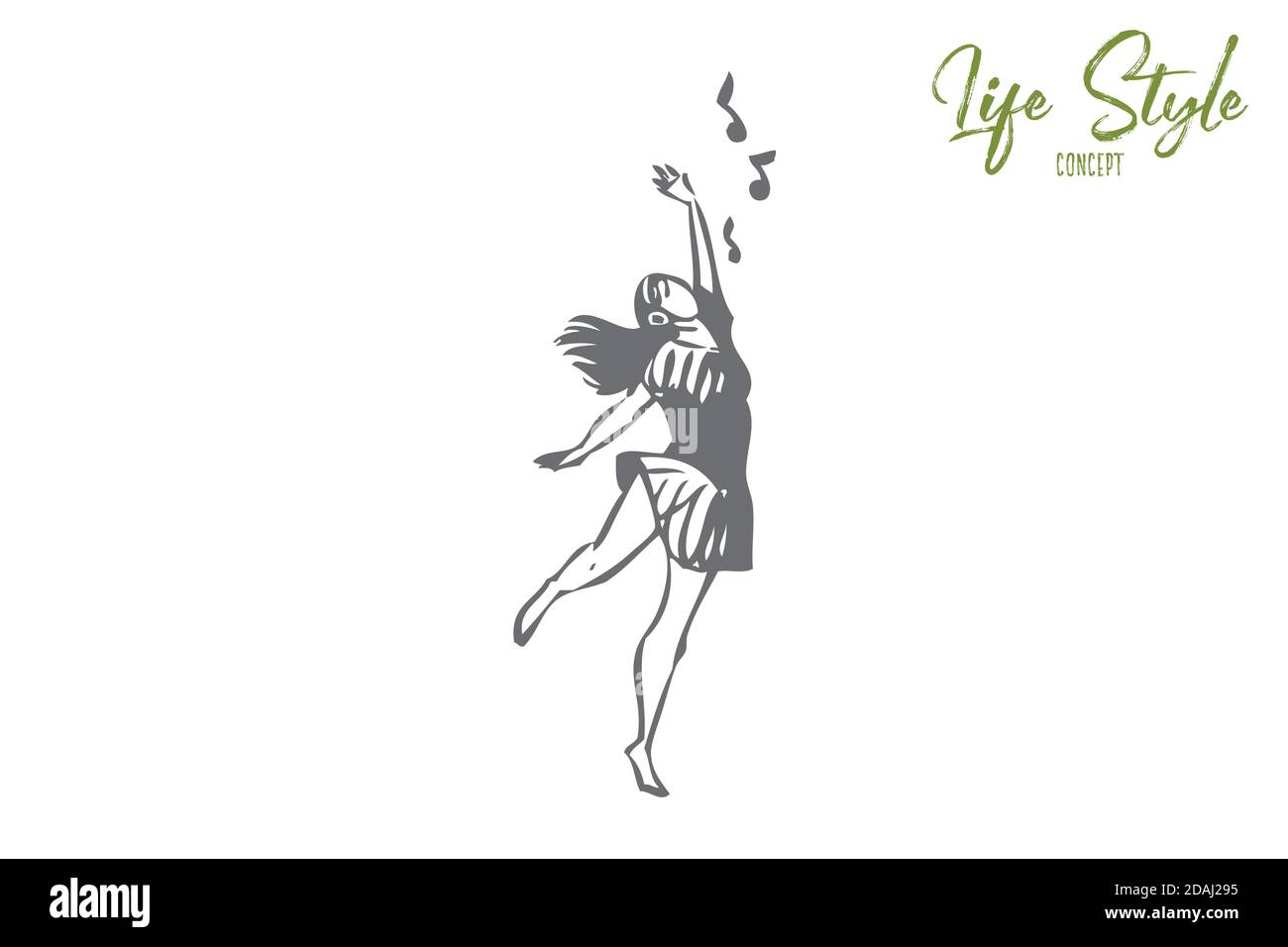 Dancing concept sketch. Isolated vector illustration Stock Vector Image ...