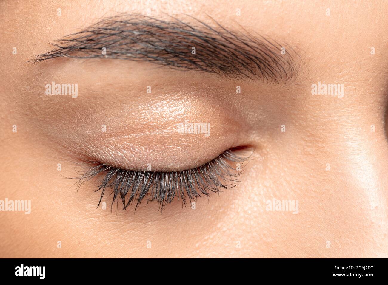 Eyelid, brow. Close up portrait of beautiful jewish female model. Parts ...