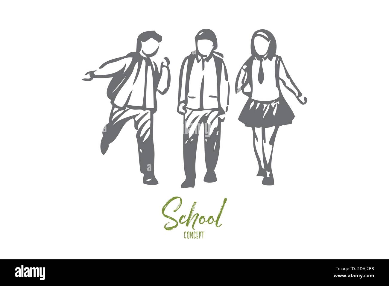 Classmates concept sketch. Isolated vector illustration Stock Vector ...