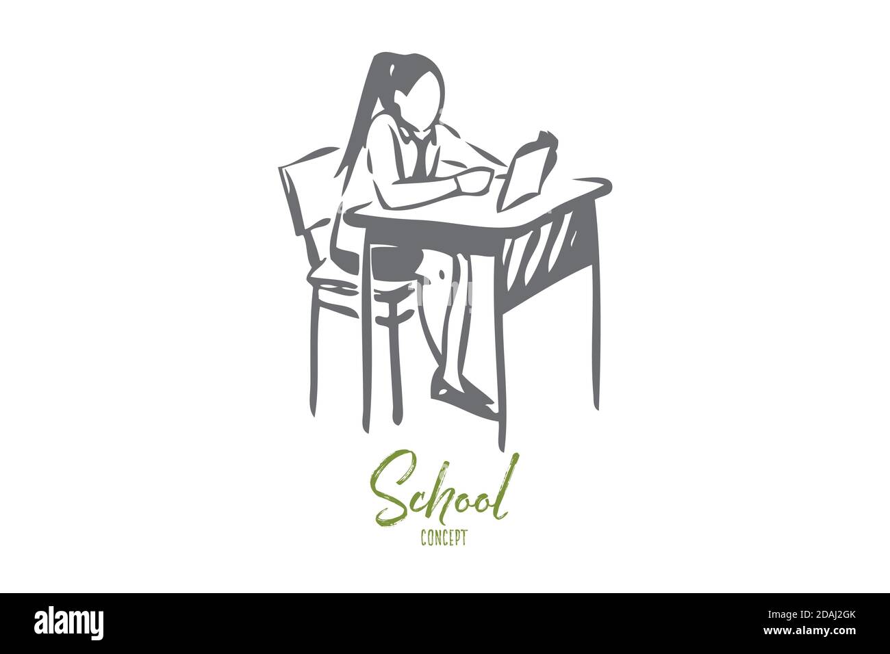 Student doing task concept sketch. Isolated vector illustration Stock ...