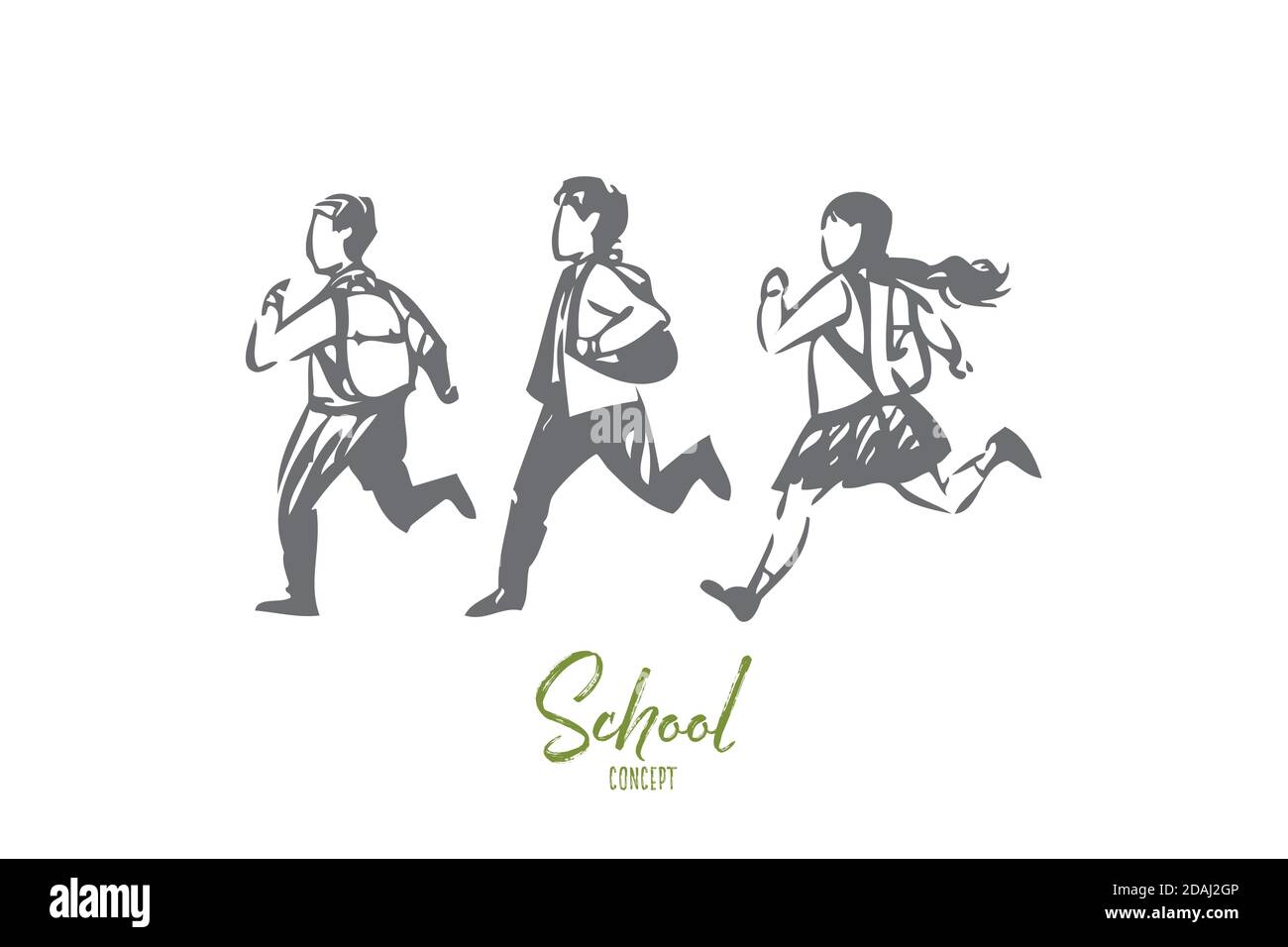 Schoolchildren concept sketch. Isolated vector illustration Stock ... Schoolchildren concept sketch. Isolated vector illustration Stock ...