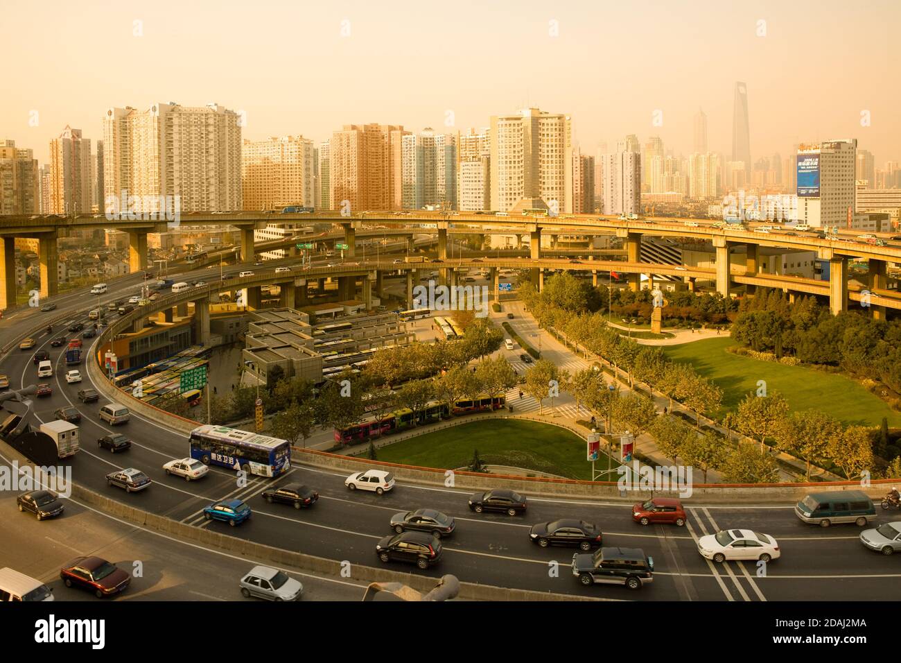 Shanghai, China, Asia - Traffic at the Access / Exit ramp to to Nanpu ...