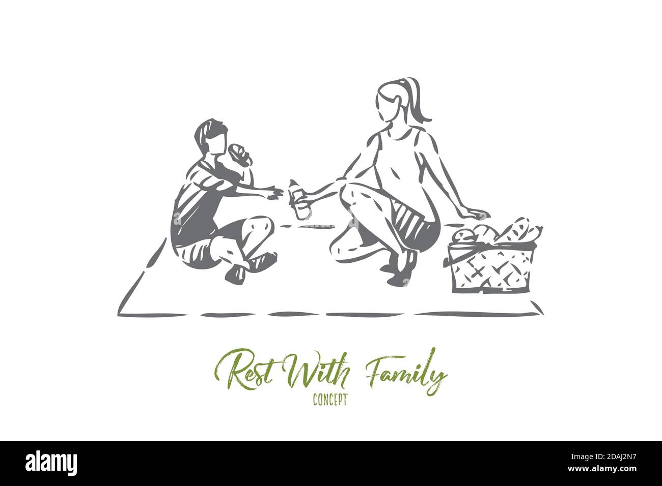 Park resting concept sketch. Isolated vector illustration Stock Vector ...