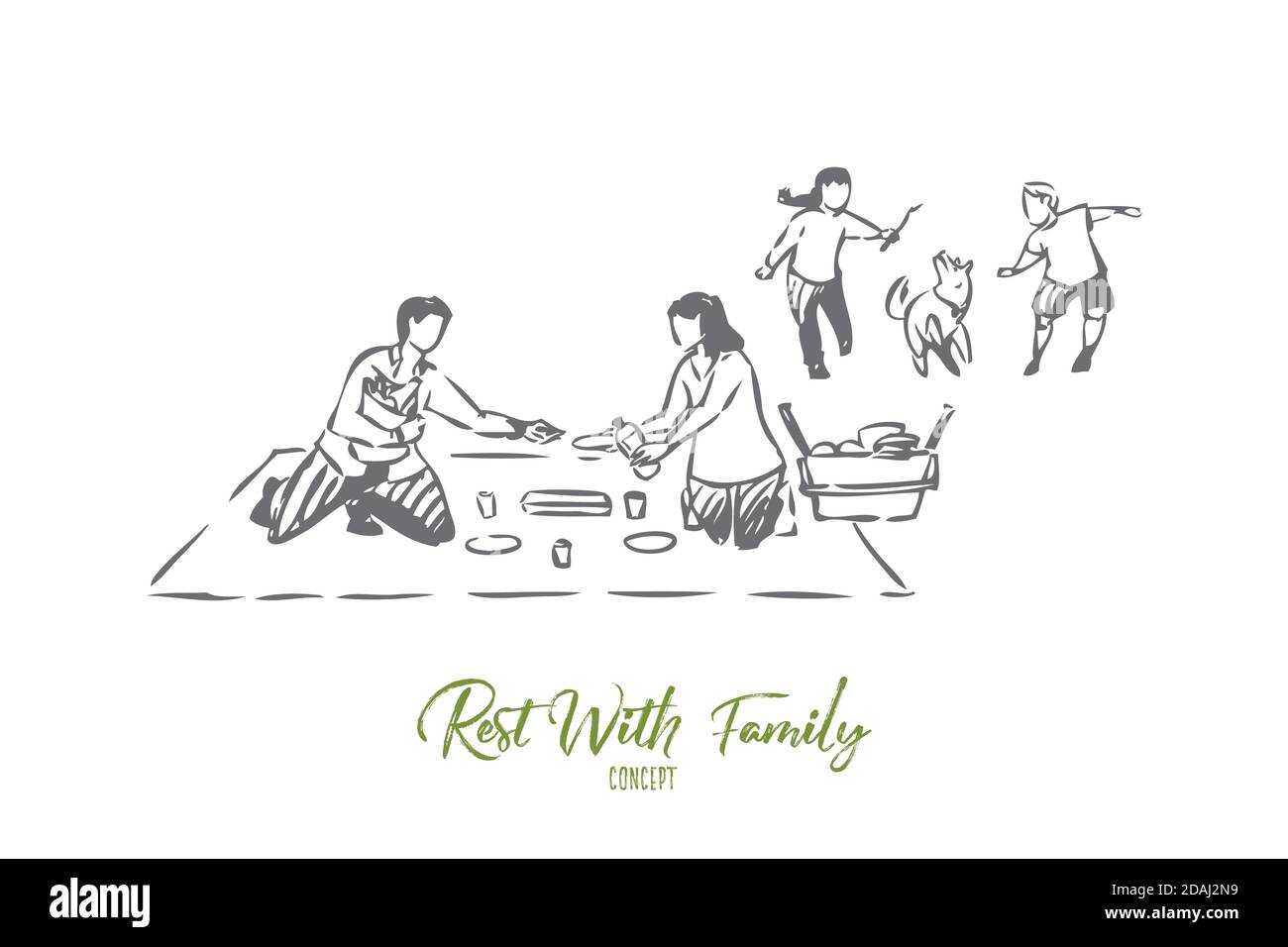 Pyknic concept sketch. Isolated vector illustration Stock Vector Image ...