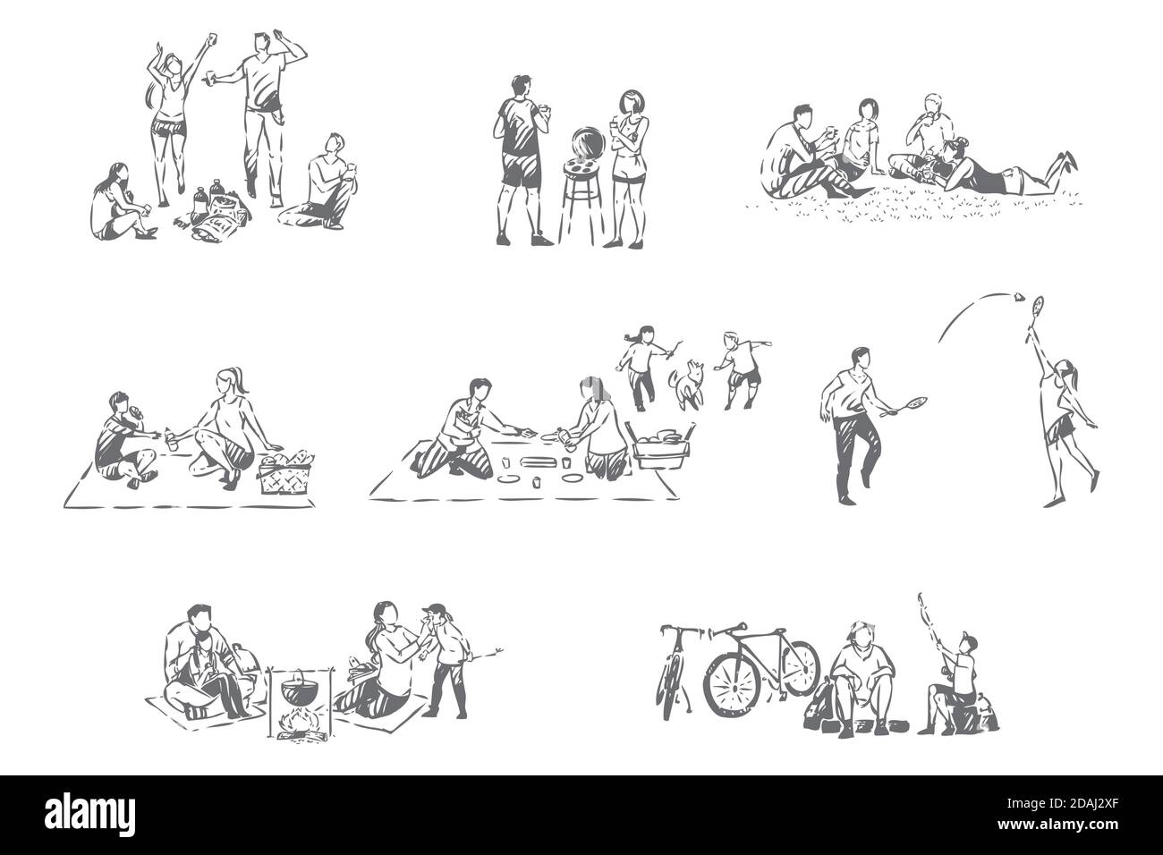 Family outdoor recreation concept sketch Stock Vector Image & Art - Alamy