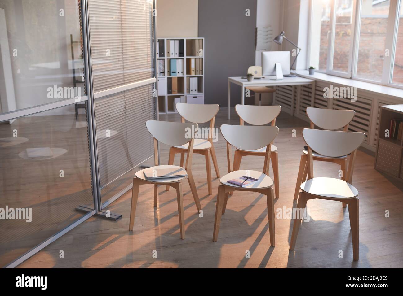 Image of empty modern office with many chairs for business meeting ...