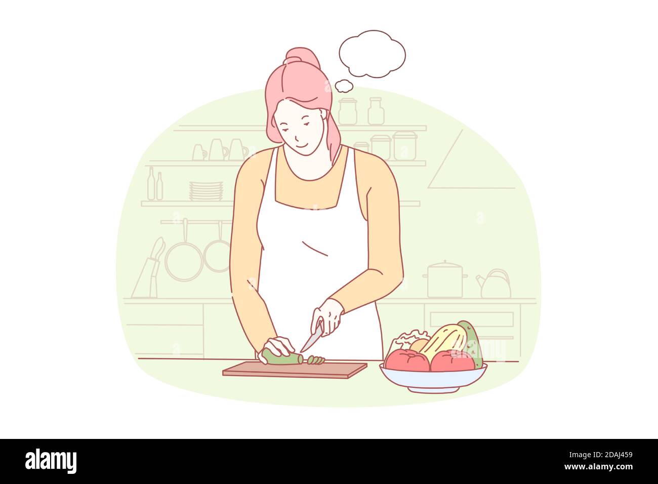 Cooking, preparing dinner, gastronomy concept Stock Vector Image & Art ...