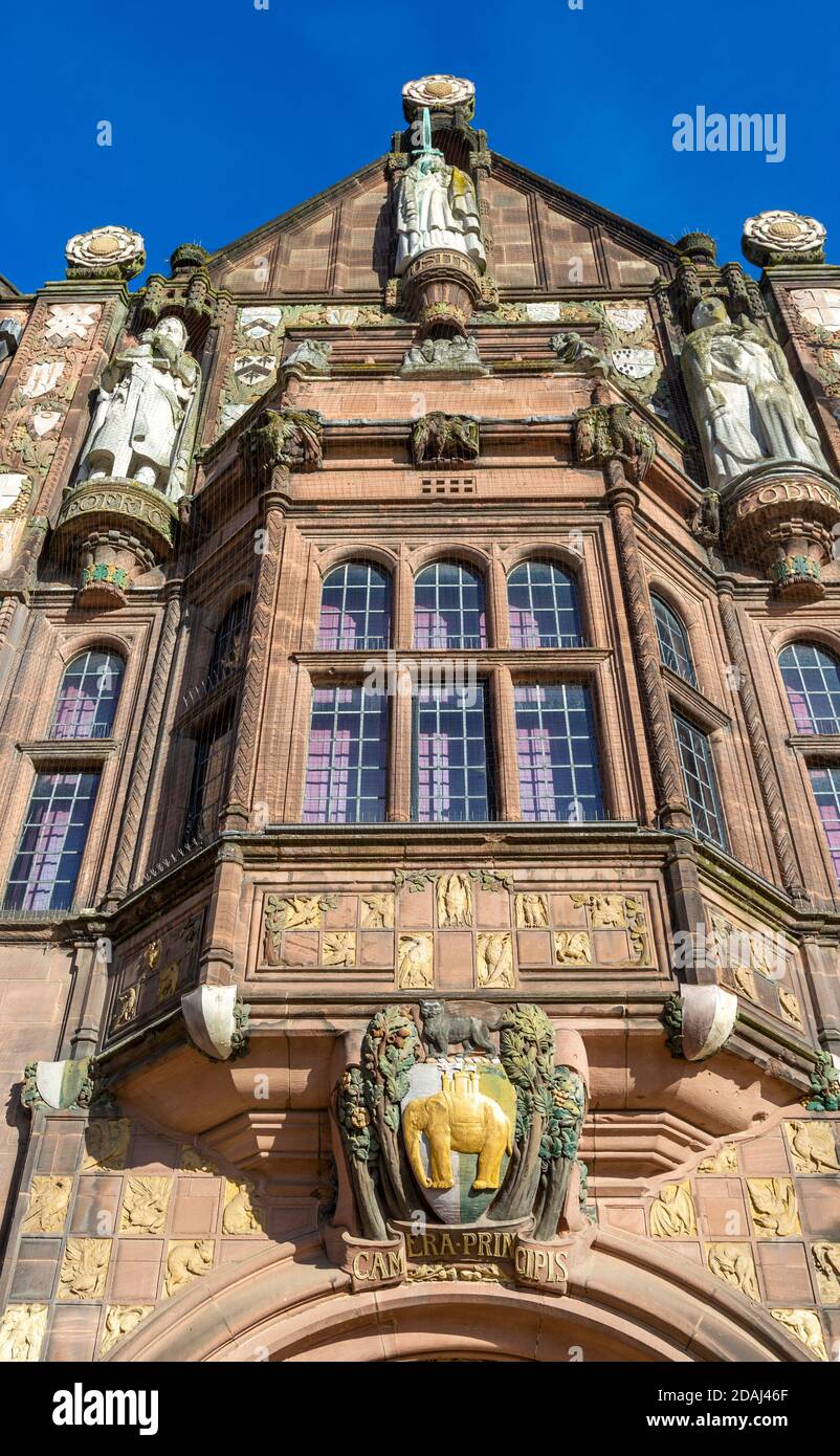 Decorated facade Council House building opened 1917, Tudor style 20th ...