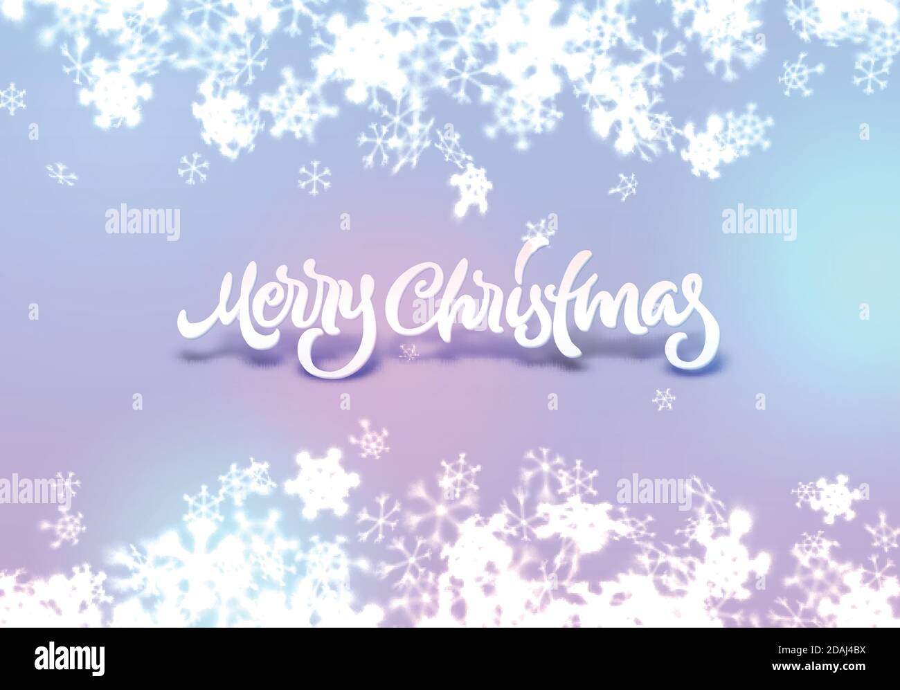 Christmas snowflakes background with falling snow and lettering or ...