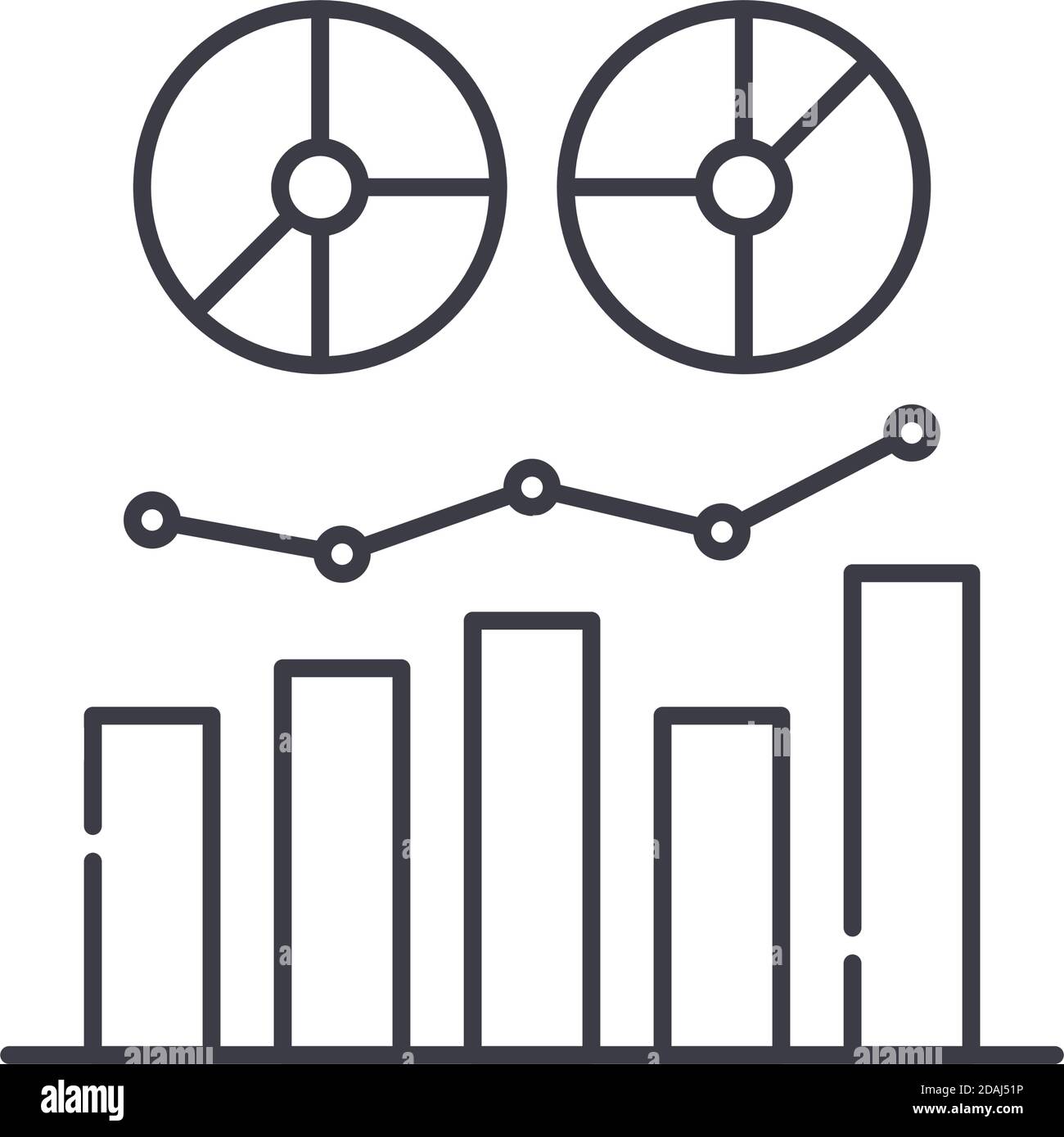 Business forecasting icon, linear isolated illustration, thin line ...