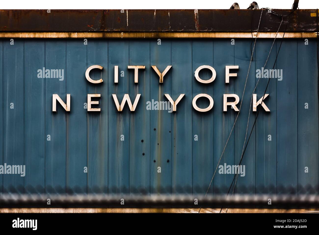 The words City of NEW YORK written old old metal fence surface Stock ...