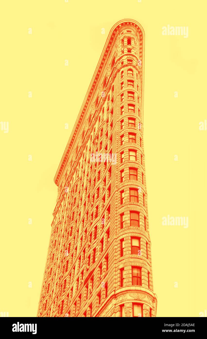 Duotone image of Flatiron Building in NYC. Originally the Fuller ...