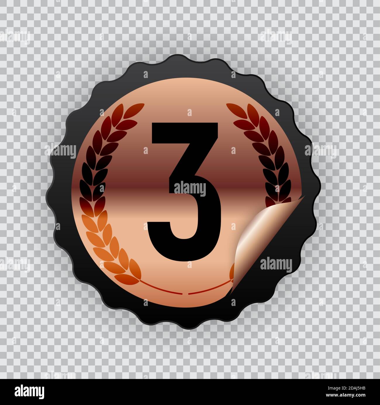 Bronze medal, third place icon. Vector Illustration Stock Vector Image ...