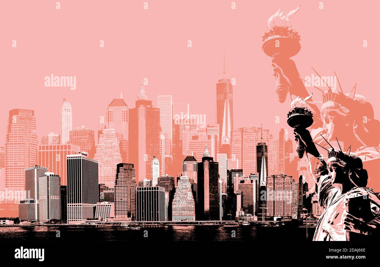 Abstract image of manhattan. Symbols of New York. Manhattan Skyline and ...