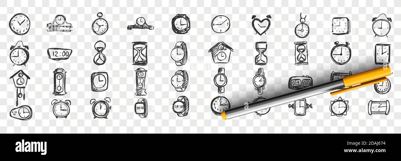 Watches doodle set Stock Vector Image & Art - Alamy